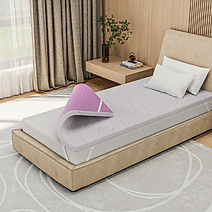 2" Twin Soft Mattress Topper - Removable Fitted Cover, Lavender Infusion Memory Foam Soft Mattress Topper, Ventilation Design, CertiPur Certified