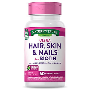 Hair Skin and Nails Vitamins | 60 Caplets | with Biotin and Collagen | Non-GMO and Gluten Free Supplement for Women and Men | by Nature's Truth