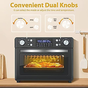 LifePlus Toaster Oven, 12-In-1 Convection Oven Countertop with Stainless Steel, 1700W Air Fryer Combo for Pizza Bread Grill, etc. 8 Gallon Capacity, Includes 6 Accessories