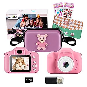 Kids Camera, Toddler Camera Children Digital Camera Toys with 13MP Video Camcorder 32GB SD Card and Camera Case for 3–10 Year Old Boys and Girls Pink