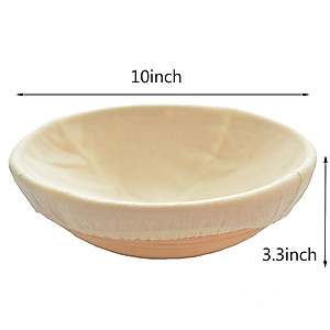 Forsun 1pcs 10" Round Banneton Brotform Bread Dough Proofing Rising Rattan Basket & Liner,Banneton Proofing Basket Set - for Home Bakers (Sourdough Recipe) & Bread Making