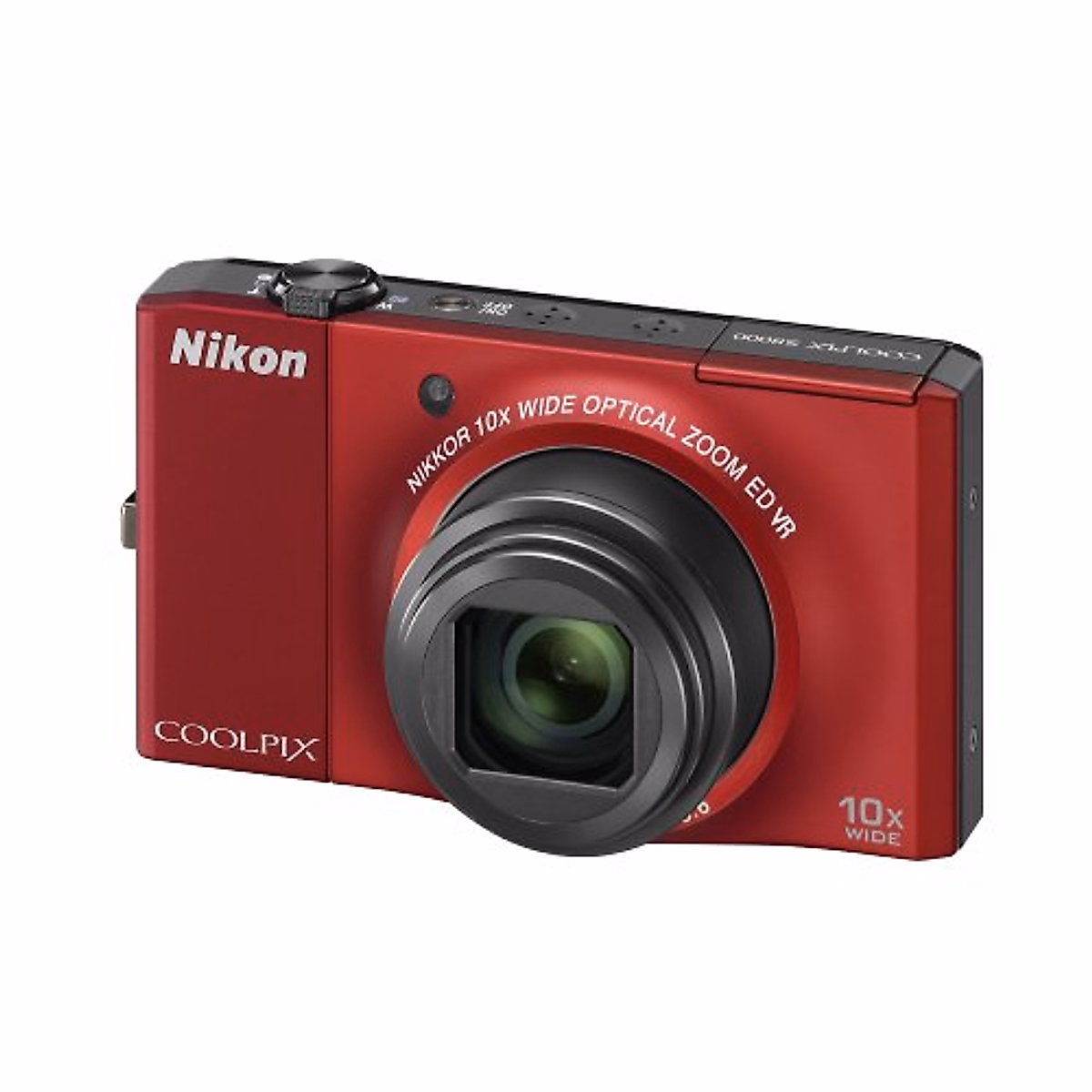 Nikon Coolpix S8000 14.2 MP Digital Camera with 10x Optical Vibration Reduction (VR) Zoom and 3.0-Inch LCD (Red)