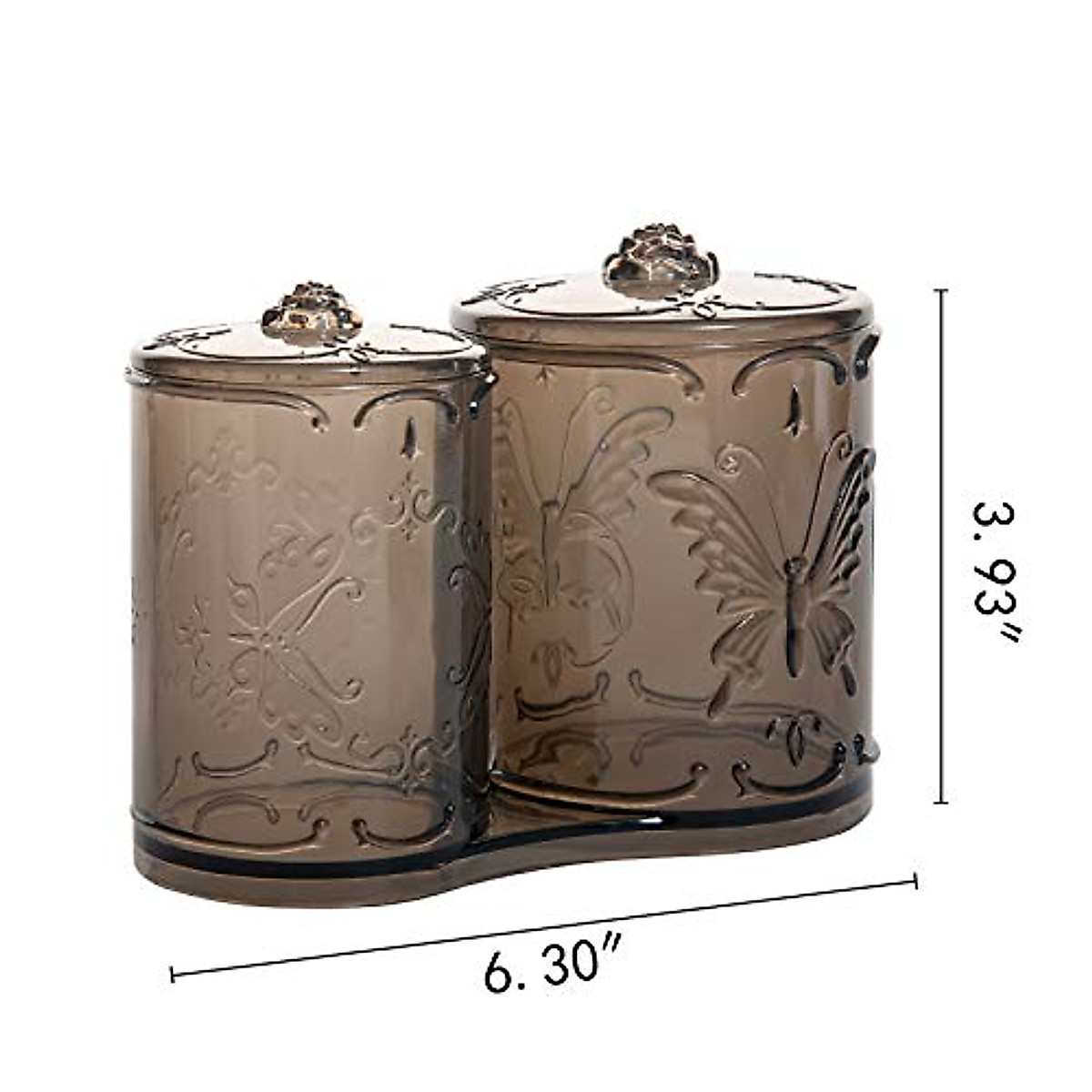 Cotton Swab Holder Clear Acrylic Cotton Balls Container Large Capacity Bathroom with Lid Containers for Makeup Sponges, Bath Salts, Cotton Rounds (Transparent Coffee)