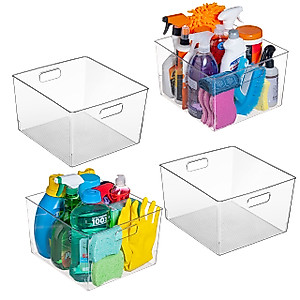 ClearSpace Plastic Storage Bins – XL 4 Pack Perfect Kitchen Organization or Pantry Storage – Fridge Organizer, Pantry Organization and Storage Bins, Cabinet Organizers