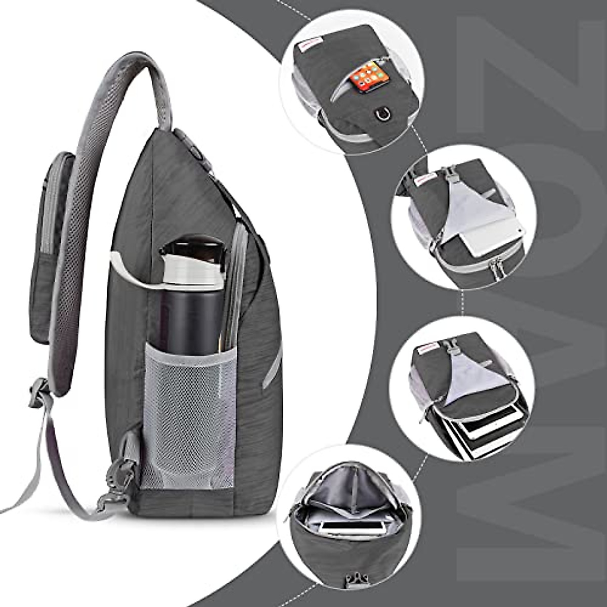 ZOMAKE Sling Bag for Women Men:Small Crossbody Sling Backpack - Mini Water Resistant Shoulder Bag Anti Thief Chest Bag Daypack for Travel Hiking Outdoor Sports,Black(stripe)