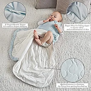 Sound Asleep Sack 97% Bamboo Rayon 3% Spandex Baby Sleep Sack | 1.0 Tog | Wearable Blanket with J-Shaped Double Zipper (Sky Blue, 6-18 Months)