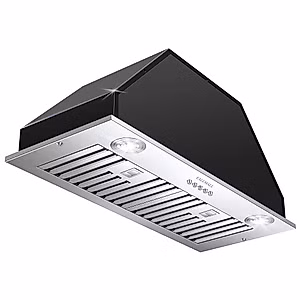 EALLMALL Range Hood Insert 30 Inch, 750 CFM Vent Hood Insert, Ducted/Ductless Range Hood Insert, Stainless Steel Insert Range Hood, Black Hood Range Insert, 3-speed Built In Range Hood, KF21-30