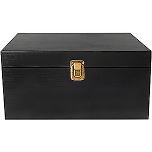 SafeDelux Wooden Keepsake Box Decorative Boxes with Hinged Lid - Latch Closure Wood Box with Matte Finish Keepsake Boxes - 10.6 X 7.8 X 5.1 Inches (Black)