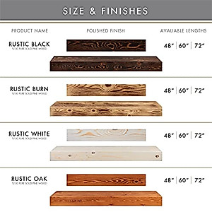 BODRUM WOODEN Beam Wood Shou Sugi Ban Fireplace Shelf Mantelpiece Shelving Water-Based Paint Floating Cottage Solid Easy Install Real Tree Handmade (Rustic Burn, 72'')