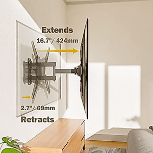 Mounting Dream TV Wall Mount for Most 26-55 Inch TVs, Full Motion TV Mount with Perfect Center Design on Single Stud Articulating Mount Max VESA 400x400mm up to 77 LBS, Wall Mount TV Bracket MD2413-MX