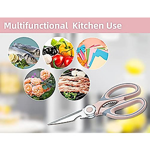 SYMGILA Kitchen Shears Scissors Heavy Duty, Kitchen Scissor Multi-Purpose Stainless Steel Sharp, Kitchen Scissors for Chicken/Poultry/Meat/Vegetables/Herbs/BBQ (Pink)