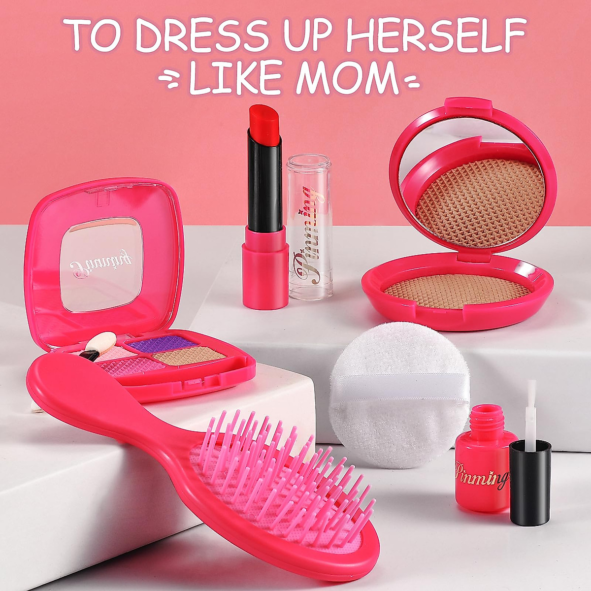 Little Girls Purse, Toddler Girl Toys for 3 4 5 6 Year Old, Kids Purses with Accessories, Pretend Play Handbag and Princess Kit, Pink Toy Valentines Gifts for Girls