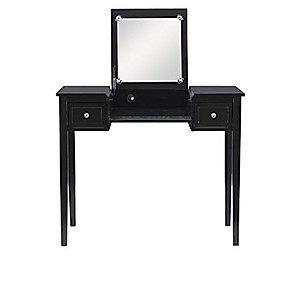 Linon Home Dcor Linon Black Butterfly Stool Vanity Set with Bench, 36"w x 18"d x 30"h,