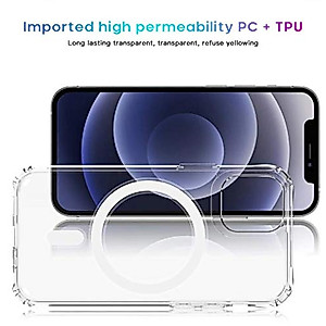 RHOADA Clear for iPhone 11 Case 6.1" Magnetic Case Compatible with MagSafe Charging, [Anti-Yellow] [Ultra Slim] [200% Drop Protection] PC + Silicone Frame Protective Cover