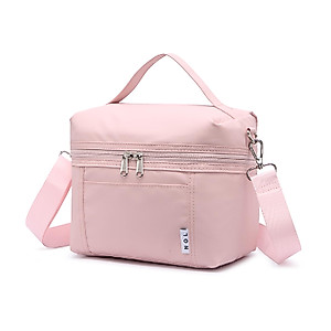 NOL Insulated Lunch Bags for Women Small Cute Cooler Bag Lightweight Nylon Waterproof Kids Lunch Box For Work (Small, Pink)