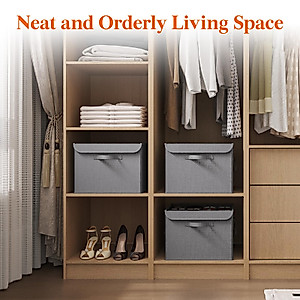 Lifewit Shoe Organizer for Closet, Adjustable Dividers Shoe Storage Fits 16 Pairs, Clear Cover Shoe Box Fits for Boots Heels Sneakers, Foldable Storage Bins with Bottom Support, Light Gray, 2 Pack