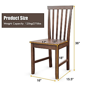 ERGOMASTER Dining Chairs Set of 4 Slat Back Walnut Wood Restaurant Chairs Traditional Side Chairs