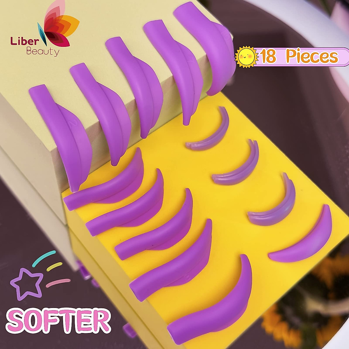 Eyelash Perm Pads Lash Lift Rods Eyelash Perm Silicone Pads 9 Sizes 18 Piece Reusable Soft Lash Lift Pads Shield for Different Length Eyelashes Perfect Lifting (Violets)