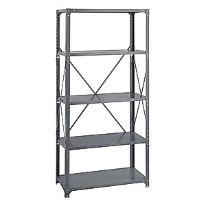Safco 6266 Commercial Steel Shelving Unit Five-Shelf 36W X 18D X 75H Dark Gray