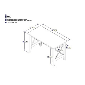 AFI 48" Solid Wood Writing Desk - Sturdy X Design - Home Office Desk with Drawer, Laptop Computer Work Study Table with USB Charger White