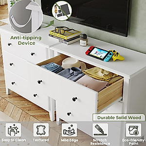 Hasuit White Dresser for Bedroom, 27.5''W Dresser with 3 Drawers, Modern Chest of Drawers, Large Capacity Solid Wood Dresser, Storage Cabinet for Bedroom, Hallway (Modern White)