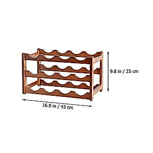 BESPORTBLE Wooden Wine Storage Rack Stackable Wine Bottle Holder 3 Layer Rustic Wine Shelf Cabinet Display 12 Bottles Organizer for Home Bar Shop Countertop