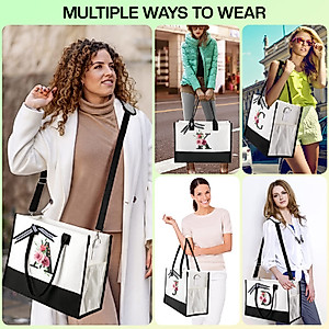 TRSODD Birthday Gifts for Women Mothers Day Gifts for Mom Wife Grandma Daughter Sister Teacher Appreciation Gifts Initial Tote Bag with Adjustable Shoulder Strap and Makeup Bag B