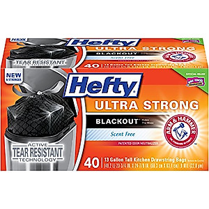 Hefty Ultra Strong Blackout Kitchen Trash Bags - 13 Gallon, 40 Count