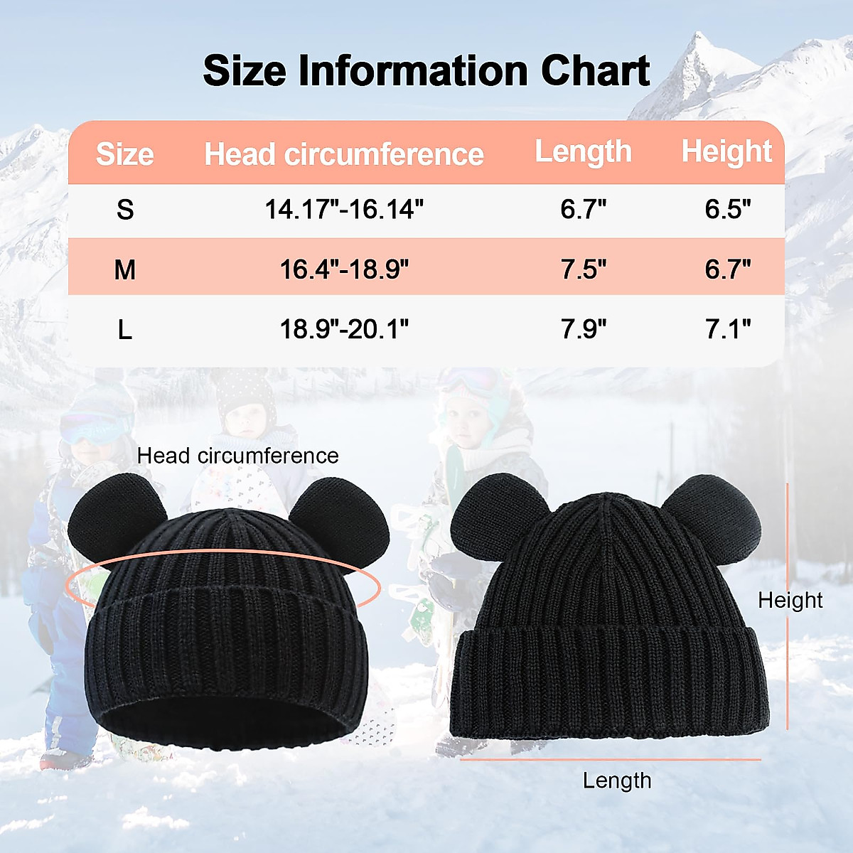 RUIKUNA Toddler Boy Winter Beanie Baby Knit Hat Warm Girl Beanies Newborn Cute Hats for Kids (0-6 Months, Navy)