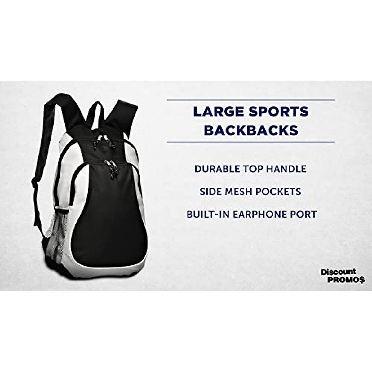 DISCOUNT PROMOS Large Sports Backpack with Mesh Pockets Set of 10, Bulk Pack - Perfect for School, Office, Outdoor Sports - Grey