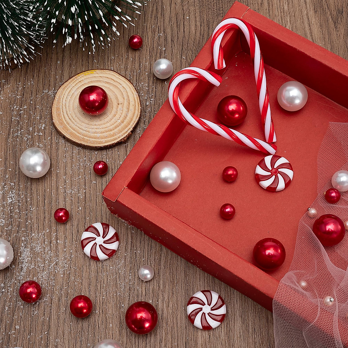 YTTYXGS 6075 Pieces Christmas Vase Filler Beads Floating Pearls and Candy Water Gel Beads for Vase Filler Table Centerpieces Christmas Party Decoration Suitable for 3 vases