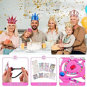 Honoson 24 Pieces Make Your Own Crowns Set Princess Party Favors DIY Tiaras Crown with Crystal Diamond Sticker for Kids Princess Party Supplies