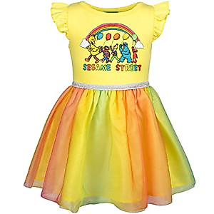 Sesame Street Bert and Ernie Big Bird Cookie Monster Infant Baby Girls Tulle Dress Yellow 12 Months