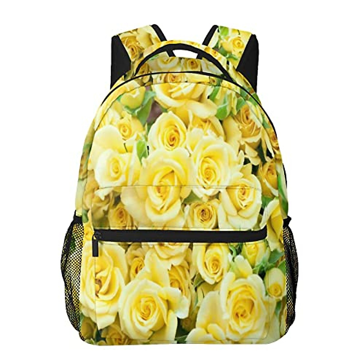 DAHALLAR Backpack Yellow Rose Flower Bookbags Highschool College Laptop Bag Casual Travel Daypack Hiking Camping