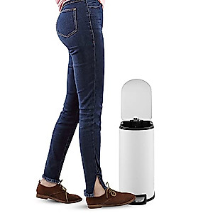 happimess HPM1009C Roland Mini 2.6-Gallon Step-Open Trash Can, Modern, Minimalistic, Fingerprint-Proof, Rustproof, Soft Close, Bedroom, Bathroom, Kitchen, Laundry Room, Office, 2.64 Gallons, White
