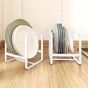 ZOOFOX 3 Pack Plate Holder Organizer, Upright Metal Dish Storage Stand, Dying Display Rack for Kitchen Cabinet, Counter and Cupboard ( Small and Large, White )