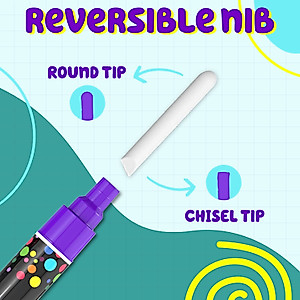 Chalkola Chalk Markers for Chalkboard, Blackboard, Window, Bistro, Car Glass, Board, Mirror (10 Pack, 6mm) - Wet Wipe Erasable Liquid Chalk Pens Paint Ink - 6mm Reversible Tip Chalkboard Markers