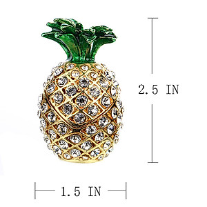 YU FENG Bling Pineapple Trinket Boxes Hinged Crystal Jeweled Enamel Trinket Jewelry Box Collectibles Gifts