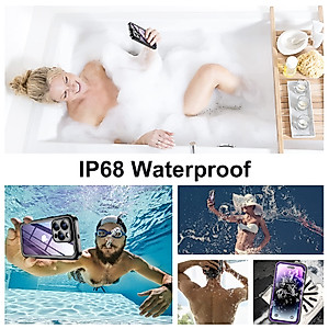 Temdan [Real 360] for iPhone 14 Pro Max Case Waterproof, Built-in 9H Tempered Glass Camera Lens & Screen Protection [14FTMilitary Dropproof][Full-Body Shockproof][Dustproof][IP68 Underwater]Phone Case