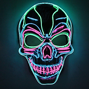 JOYIN Halloween LED Purge Scary Mask Light Up LED Mask Cool Costume Accessories (Skull)