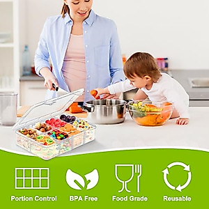 Snack Box Container, 2 Pcs Snackle Tray Adjustable 8 Compartments Divided Reusable Meal Prep Food Storage Containers Portable Snack Platters for School, Work, Travel, Picnics, Candy Organizer