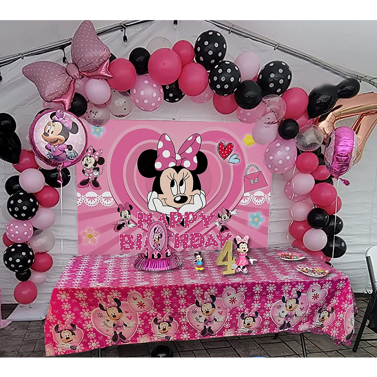 5x3ft Pink Mouse Party Supplies Photography Backdrop Princess Girls Birthday Background 1st 2nd 3rd Decoration for Kids Baby Shower Banner Photo Studio Props