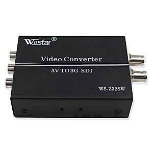 Wiistar AV CVBS to 3G-SDI Audio Video Converter Composite to SDI Converter Support 1080P for CRT HDTV to Camera