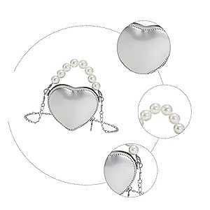 TENDYCOCO 3pcs Body Clutch Shaped Pearl Gift Wrist Strap Evening Silver Gifts Crossbody Cross With Valentines for Chic Purse Fashion Tote Bag Heart Chain Heart-shaped Small Women Handle