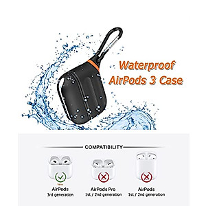 HALLEAST for AirPods 3 Case Waterproof, Front LED Visible & Support Wireless Charging, Protective Silicone Case Cover Compatible with for AirPods 3 Accessories, Black