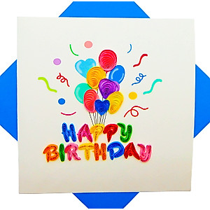 Happy Birthday Balloons, Quilling Card 3D,Unique Dedicated Handmade, Design Greeting Card for Birthday, Valentine's Day, Mothers Day, Spring, Fathers Day, Graduation, Wedding, All Occasion,6"x6"