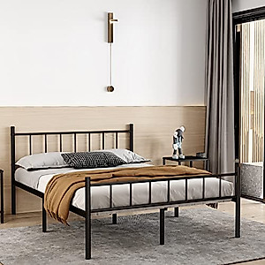 NEW JETO Queen Size Platform Bed Frame-Heavy Duty Steel Slats Support King Bed Frame, Metal Bed Frame Non-Slip Footbed Storage Space Under The Bed, Suitable for Bedroom, Dormitory, Queen