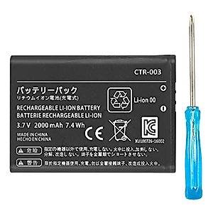 JUBOTY [2000mAh Capacity CTR-003 Battery for Nintendo 2015 Old 3DS 2DS NEW2DSLL Gaming Console, Li-ion New 0 Cycle Internal New Upgrade Battery Replacement with Repair Tool