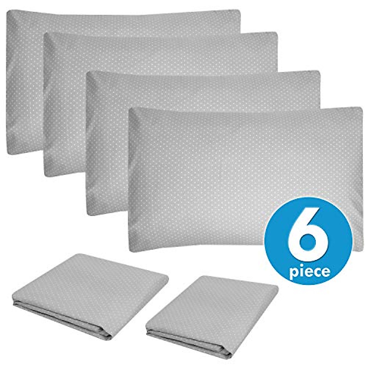 Full Size Bed Sheets - 6 Piece 1500 Supreme Collection Fine Brushed Microfiber Deep Pocket Full Sheet Set Bedding - 2 Extra Pillow Cases, Great Value, Full, Dot Gray