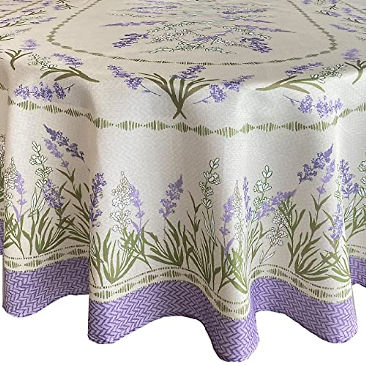 Home Bargains Plus Provence Round Tablecloth, 70 Inch, Holiday Blanchard Field of Lilacs, Wrinkle and Stain Resistant Fabric Table Cover for Dinner Parties and Banquet